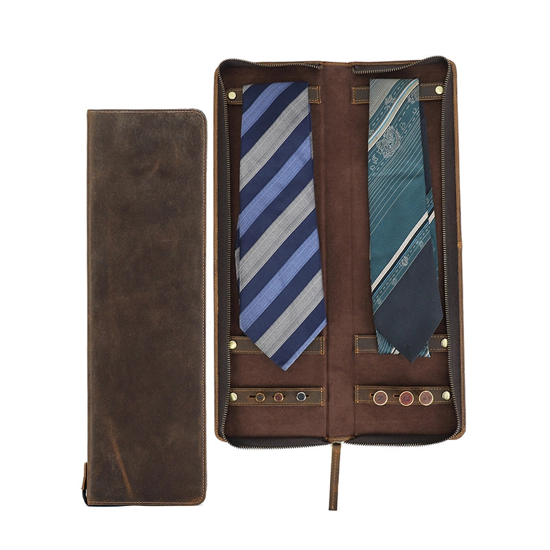 Leather Travel Tie Case Hold 2 Ties, Free Monogram – Luke Case