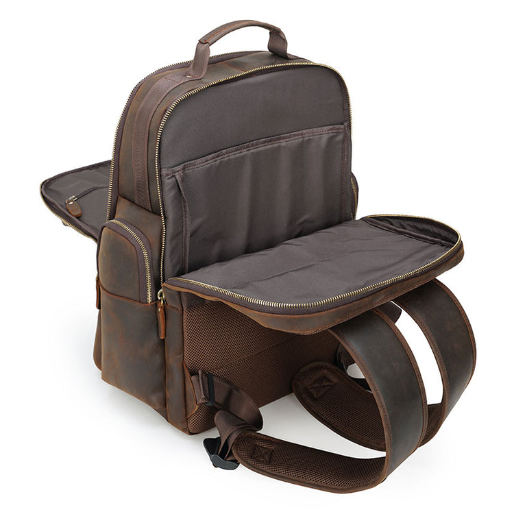 Men's Large Leather Travel Backpack – Premium Carry-On Backpack – Luke Case