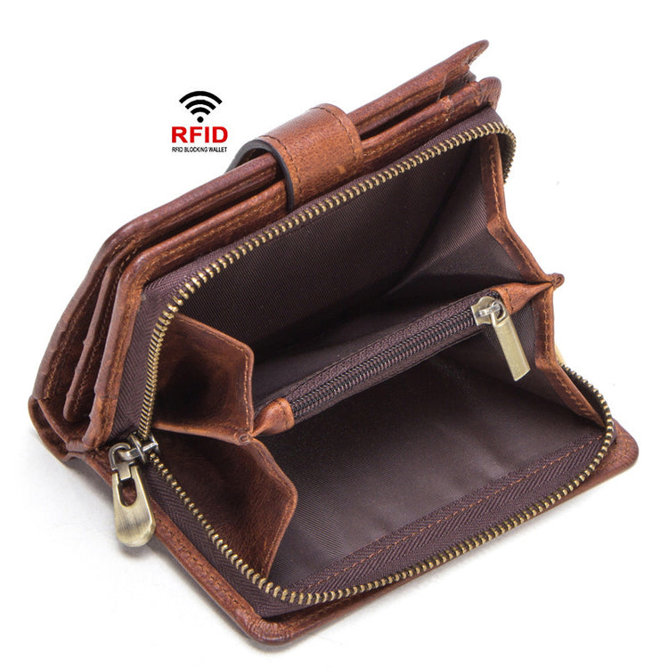 Small Men's Leather Trifold Wallet - 12 Card Slots - RFID Blocking ...